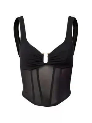 VIKTORIA & WOODS Mesh-paneled Corset Top - Black