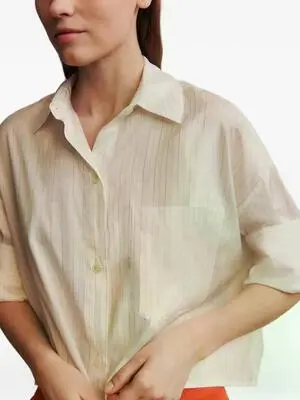 TWP Striped Cropped Shirt