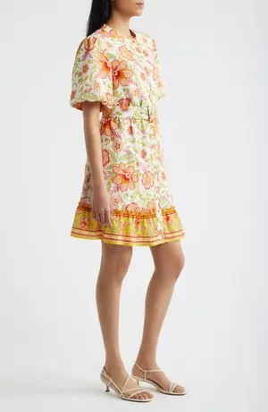 Sam Edelman Floral Puff Sleeve Belted Dress