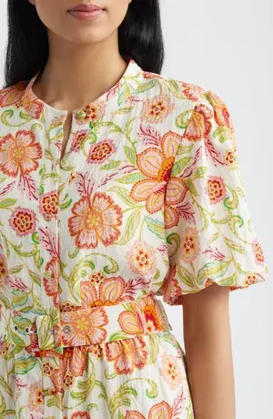 Sam Edelman Floral Puff Sleeve Belted Dress
