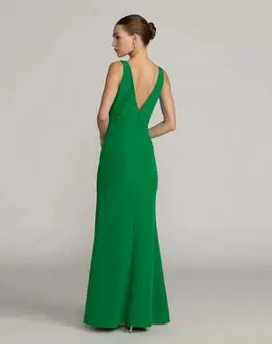 Mac Duggal Sleeveless V-neck Mermaid Gown With Bow - Green