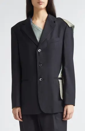 MAGLIANO Manifesto Silk Scarf Wool Sport Coat - Black