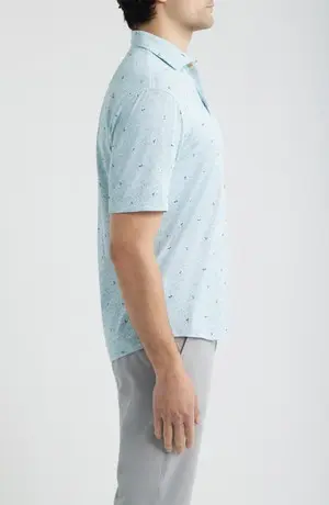 Johnnie-o Rowing Hangin’ Out Surfer Print Knit Short Sleeve Button-up Shirt