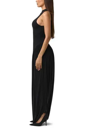 Naked Wardrobe Sleeveless Mock Neck Maxi Dress