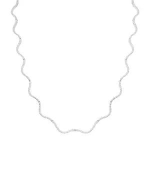 ASTRID & MIYU Rhodium-plated Ripple Tennis Necklace - Silver
