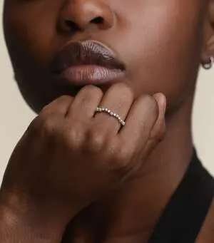 ASTRID & MIYU White Gold, Diamond, And Pearl Ring