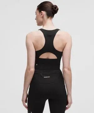 Lululemon Fast And Free Drop-in Pocket Tank Top - Black/light Ivory