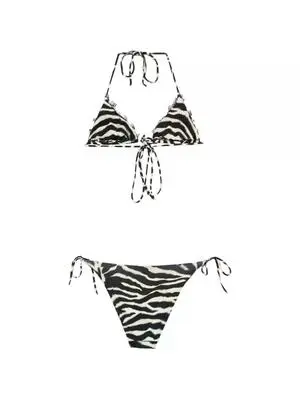 Ermanno Scervino Zebra-print Lace-detail Bikini