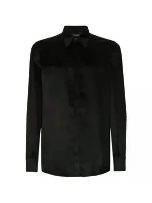Dolce & Gabbana Silk Satin Martini-fit Shirt - Black