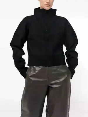 ST. AGNI Milano Quarter-zip Knit Sweater - Black