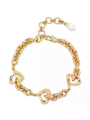 YOJ Agape Heart Pearl Chain Bracelet - Gold