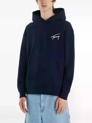 Tommy Hilfiger Signature-logo Hoodie - Blue