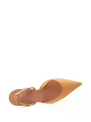 Amina Muaddi Holli Mesh Slingback Pumps - Neutrals