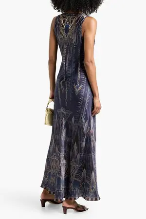 Camilla Crystal-embellished Printed Silk-satin Maxi Dress