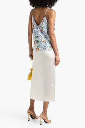 Camilla Crystal-embellished Printed Silk-twill Camisole - Blue