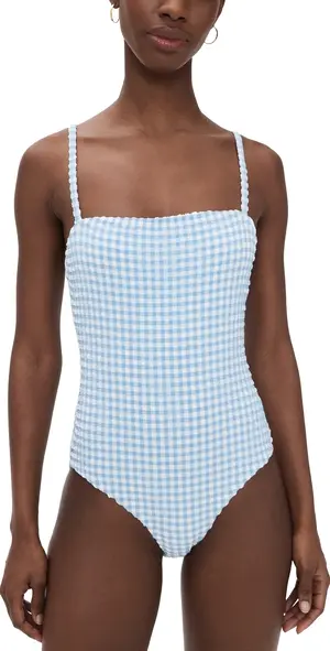 Hill House Home The Giana Seersucker Gingham One Piece - Blue Gingham