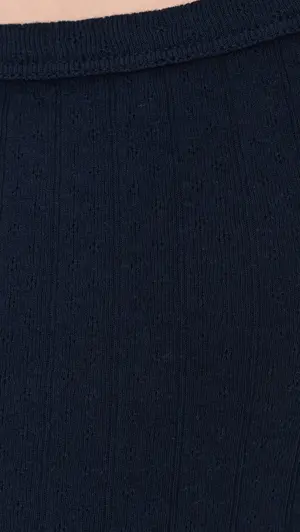 Donni. Pointelle Square Neck Tank Top - Navy