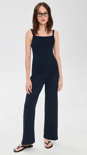 Donni. Pointelle Crop Pants - Navy