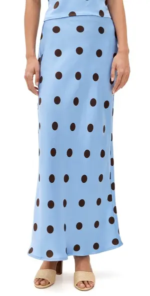 4TH & RECKLESS Polka-dot Print Satin Skirt