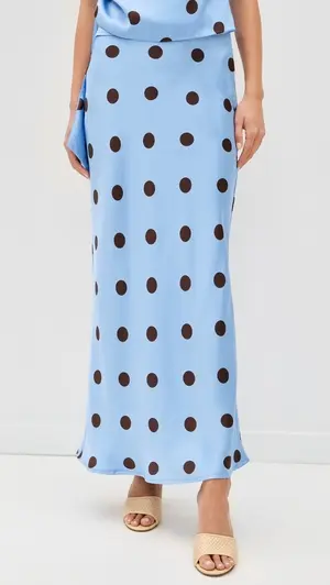 4TH & RECKLESS Polka-dot Print Satin Skirt