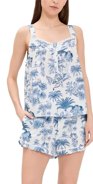 PRINTFRESH Back To Bed Short Pajama Set - Blue