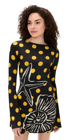 CALA DE LA CRUZ Maisha Mini Dress - Calicobw