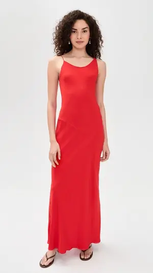 Staud Toluca Silk Maxi Dress - Red Rose