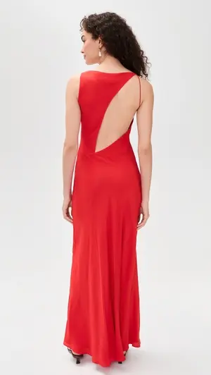 Staud Toluca Silk Maxi Dress - Red Rose