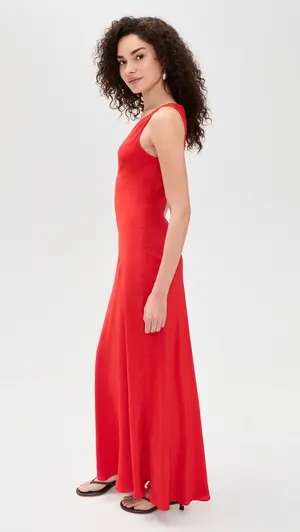 Staud Toluca Silk Maxi Dress - Red Rose