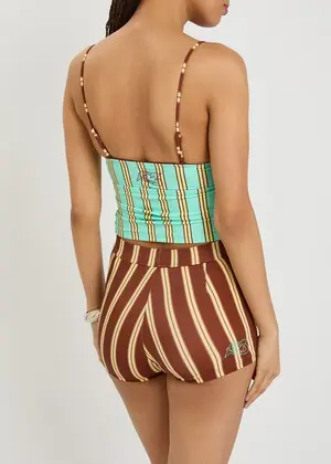 DAMSON MADDER Striped Swim Shorts With Embroidered Detail