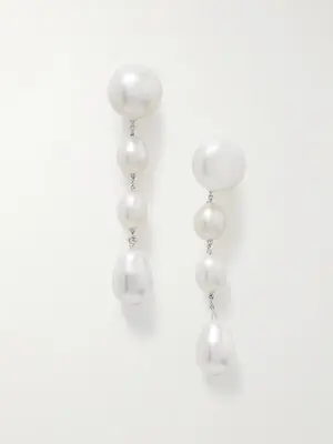 SOPHIE BUHAI Large Eleanor Pearl Drop Earrings - Silver