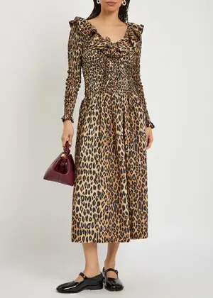 DAMSON MADDER Harper Shirred Cotton-poplin Midi Dress