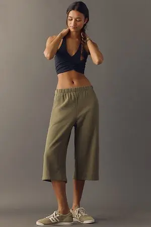DAILY PRACTICE Cropped Wide-leg Sweatpants - Capulet Olive