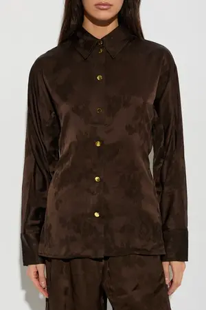 GANNI Tied-waist Shirt - Brown