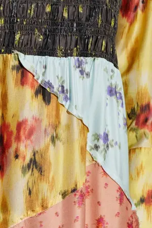 GANNI Long Silk Patchwork Dress