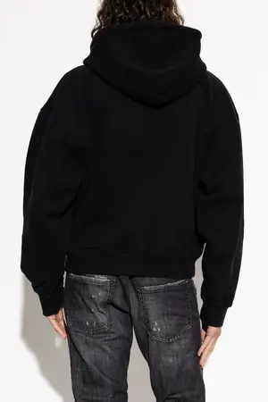 Dsquared2 Hooded Zip-up Sweatshirt With Leather-effect Lettering