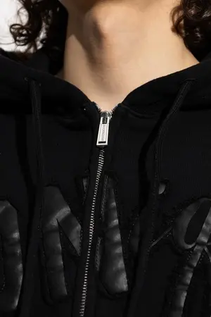 Dsquared2 Hooded Zip-up Sweatshirt With Leather-effect Lettering