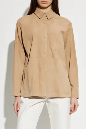 Paul Smith Suede Button-up Shirt With Pocket - Beige