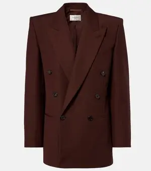 Saint Laurent Double-breasted Wool And Mohair Blazer - Brown