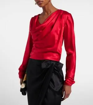 Valentino Garavani Draped Silk Satin Top