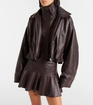 Alaïa Layered Leather Bomber Jacket
