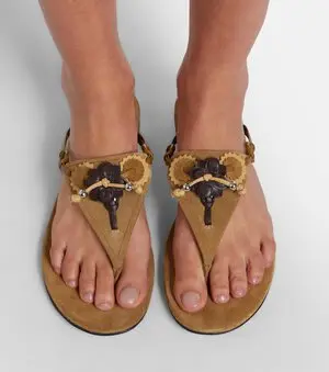 Isabel Marant Étoile Elato Suede Thong Sandals - Beige
