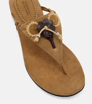 Isabel Marant Étoile Elato Suede Thong Sandals - Beige