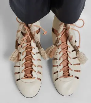 Isabel Marant Étoile Liade Leather Lace-up Ankle Boots - Beige