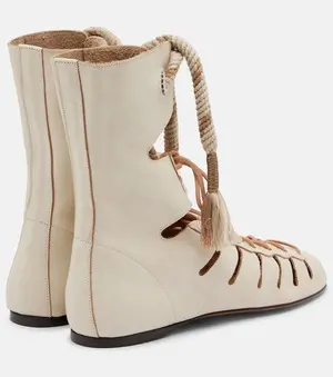 Isabel Marant Étoile Liade Leather Lace-up Ankle Boots - Beige