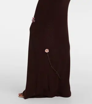 AYA MUSE Stem Floral-appliqué Knitted Maxi Dress
