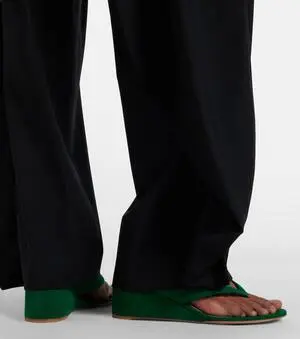GIANVITO ROSSI Suede Wedge Thong Sandals