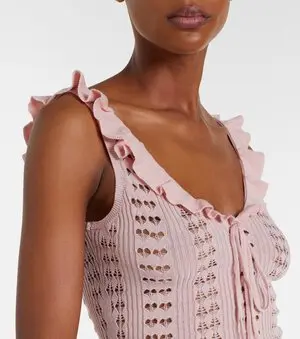 AYA MUSE Ruffled Pointelle Crop Top