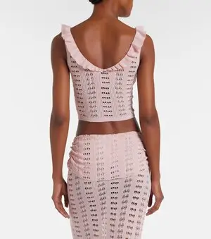 AYA MUSE Ruffled Pointelle Crop Top