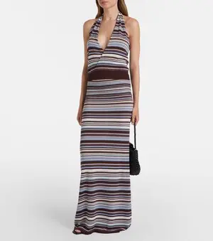 AYA MUSE Knitted Striped Halterneck Top